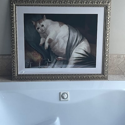 Fat Cat Crying Poster, Funny Chonk Painting Meme Wall Art, Ugly ...