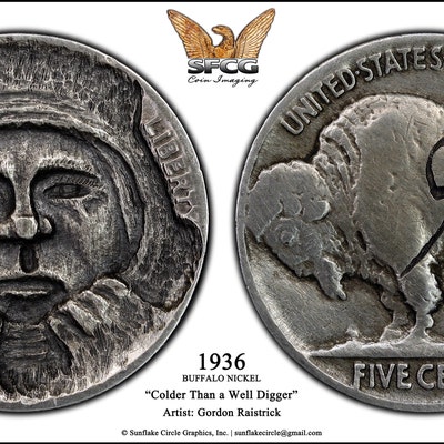 Deep Carved Hobo Nickel, Crazy, Creepy, Skull, Evil 91 - Etsy