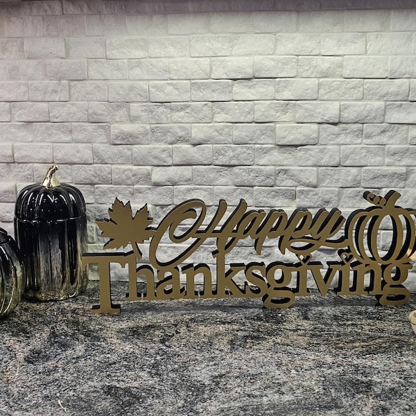 Happy Thanksgiving Freestanding Wooden Sign, Autumn Fall Desk Shelf ...