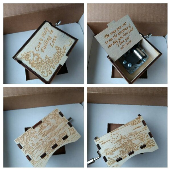 Artistic Music Box, "can't Help Falling in Love", Laser Engraved Wood ...