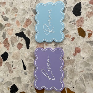 Wave Name Cards Acrylic Laser Personalised, Individual Guests Place ...