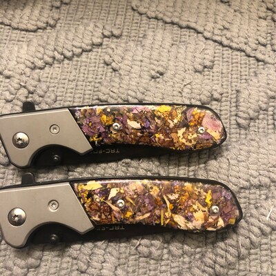 Resin Flower Knife. Memorial Jewelry Memorial Knife. Engraved - Etsy