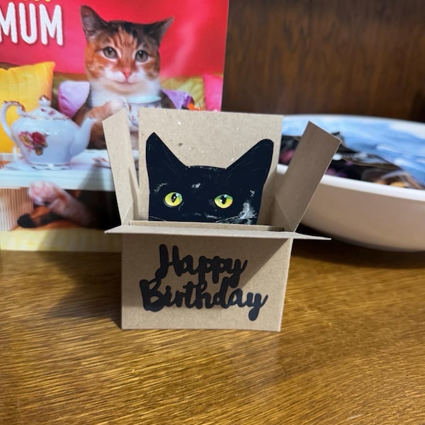 Cat Birthday Card. the Original Cat in a Box Card. Can Add Your Message ...