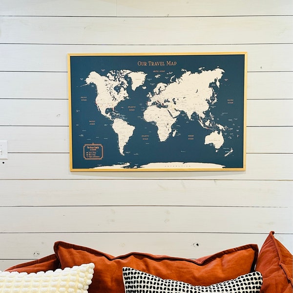 Push Pin World Map, Travel Framed Personalized Map - Etsy