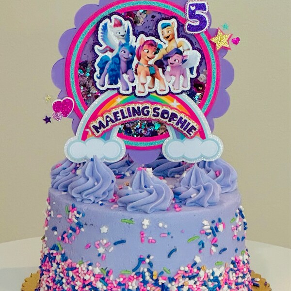 My Little Pony Inspired Cake Topper, Birthday Shaker Cake Topper, MLP ...