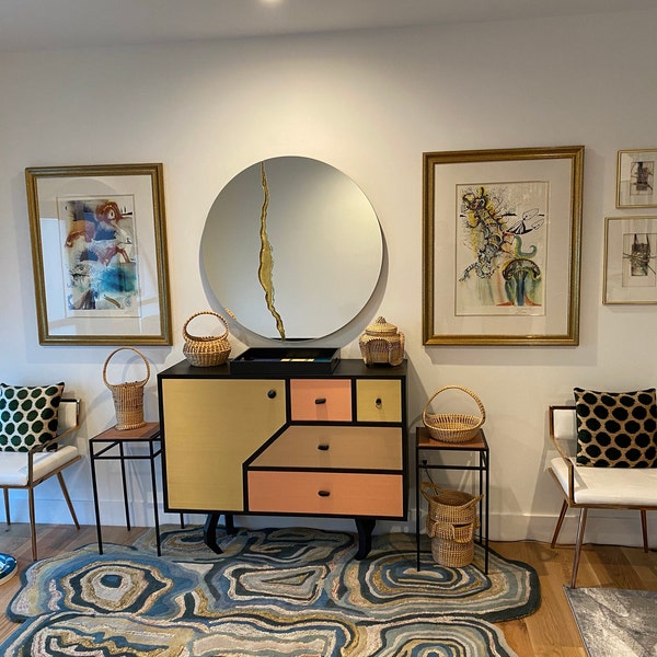 Multi Color Sideboard Blue and Yellow Midcentury Credenza Colorful ...