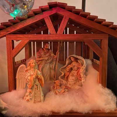 Cherry Wood Stable for Nativity Scene, Handmade Stable, Manger ...