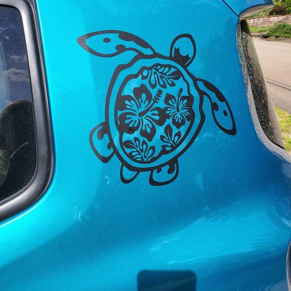 Turtle Hibiscus Flower Decal, Available in Many Sizes and Colors ...