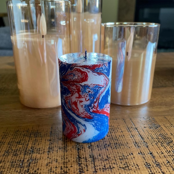 Marbled Pillar Candle Lava Lamp Swirl Hand-dip Dyed Home Decoration ...