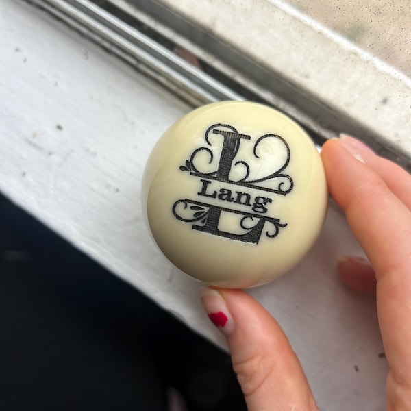 Your Name Monogram Custom Pool and Billiard Cue Ball - Great Gift for ...