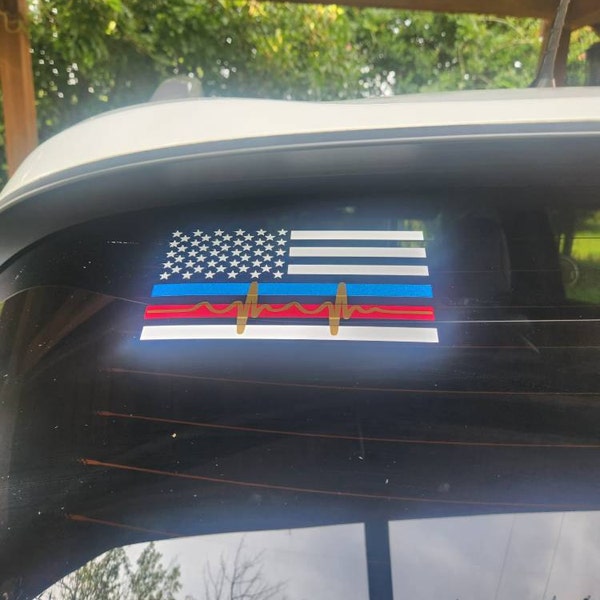 American Flag Heartbeat, Ems, Fire, Police, Sheriff, Dispatcher First ...