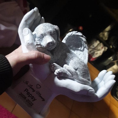 Personalized Dog Pet Grave Markers Memorial Angel Statue Stone, Dog Pet ...