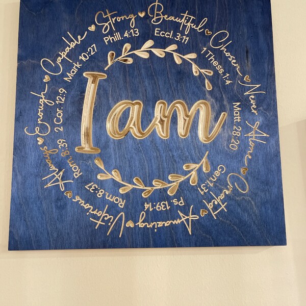 I Am Bible Verse Wood Sign | Christian Scripture Wall Art | Bible Verse ...