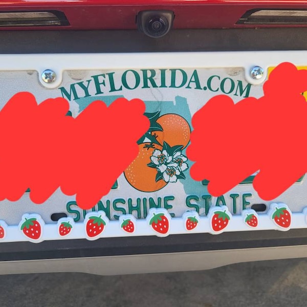 Strawberry License Plate Frame Cute | Kawaii License Plate Holder Cover ...