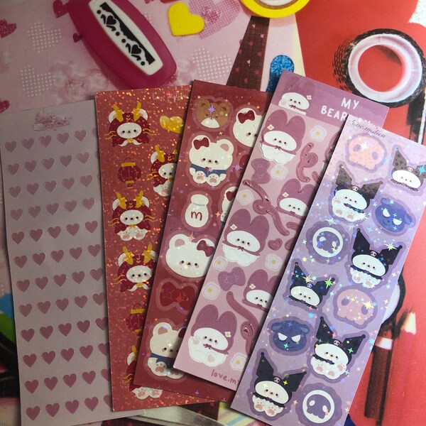 HOLOGRAPHIC Cute Brown Plushie Sticker Sheet, Cute Stationery Bundle ...