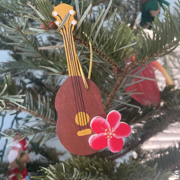 Hawaiian Ukulele Free Personalized Wood Christmas Ornament Tropical ...
