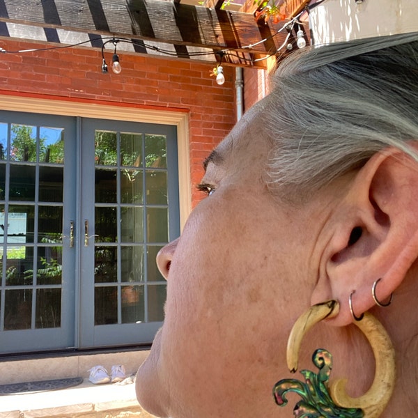 Real Gauge, Natural Sono Wood, Shell, Hand Made, Tribal 14mm, 16mm ...