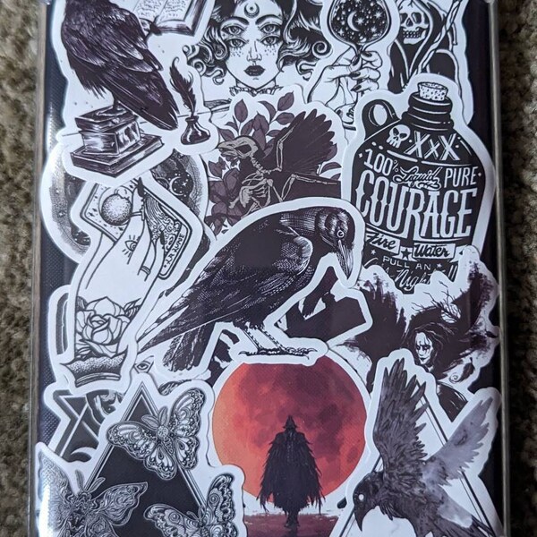 Gothic Raven Stickers | White / Gothic/ Black Magic/ Spirits / Stickers ...