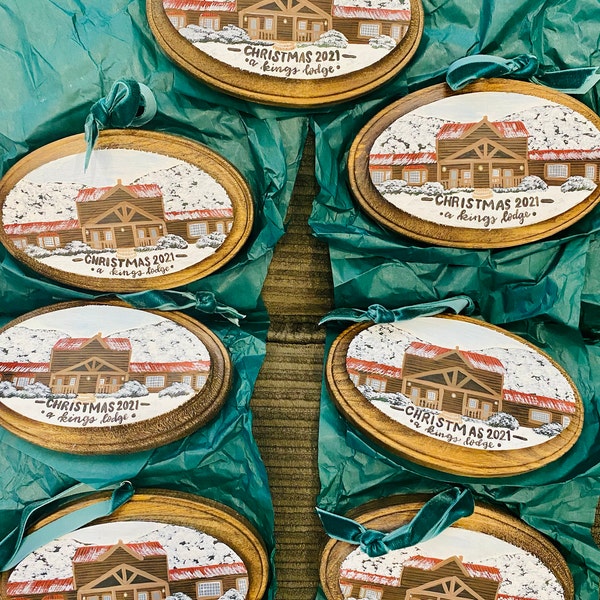 Custom Hand Painted House Ornament on Round Bulb or Woodslice, First ...