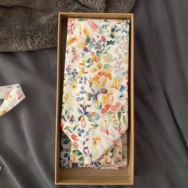 Wildflower Tie Watercolour Floral Neck Tie for Spring Wedding Wild ...