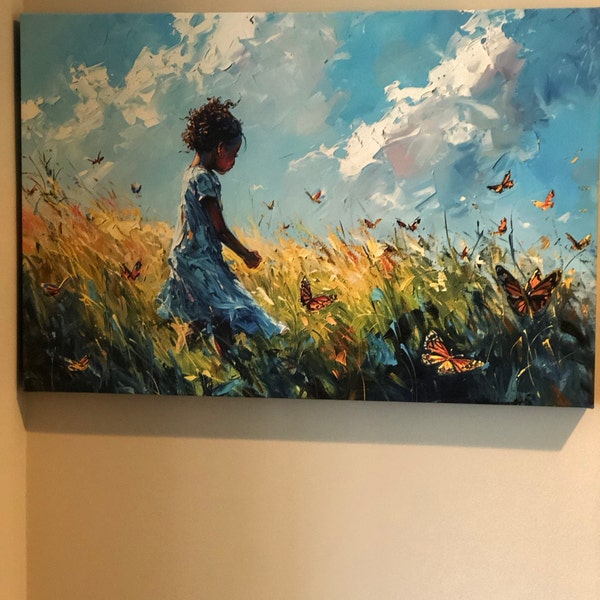 African American Impressionist Print on Canvas of Beautiful African ...