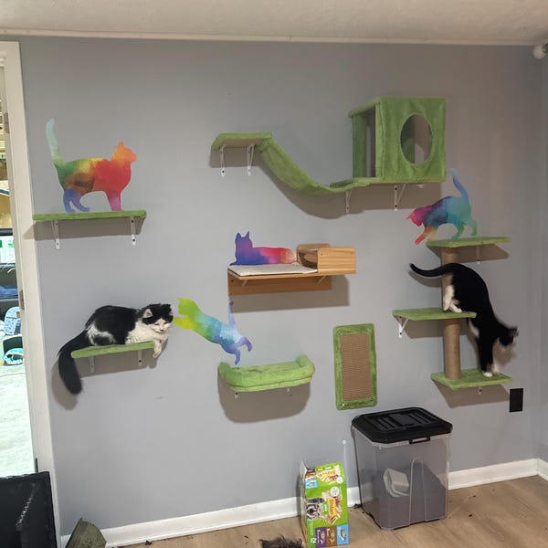 Cat Decals - Set of 4 in Watercolor Rainbow Pattern - Etsy