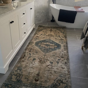 3x6 Beige Blue Orange Turkish Runner Rug, 3x6 Floral Vintage Oushak ...