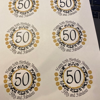 Gold 50th Birthday Stickers Gold and Black 50 and Fabulous Stickers ...