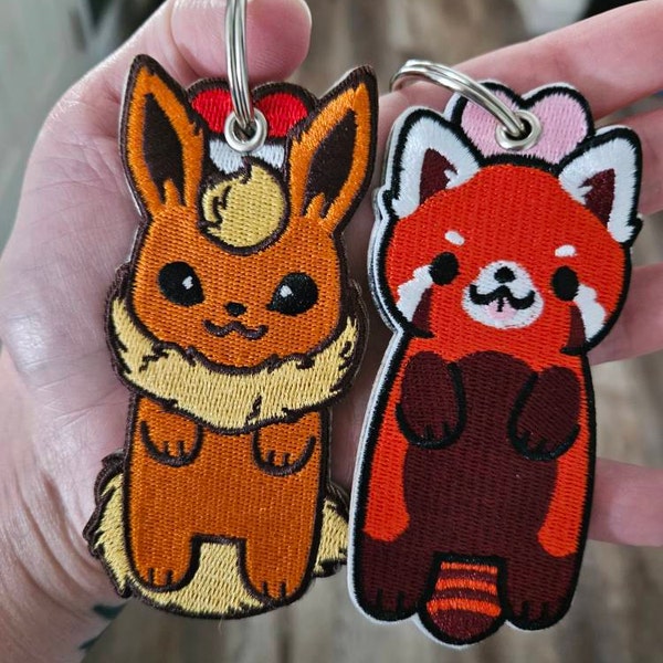 Cute Cat Embroidered Tag Keychain - Kawaii Neko Jet Tags ( Calico ...