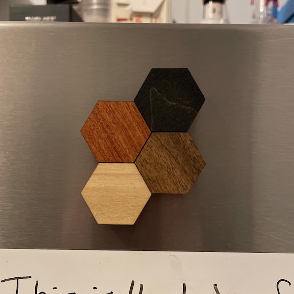 Poplar Wood Hexagon Magnets: Stained Refrigerator Decor - Etsy