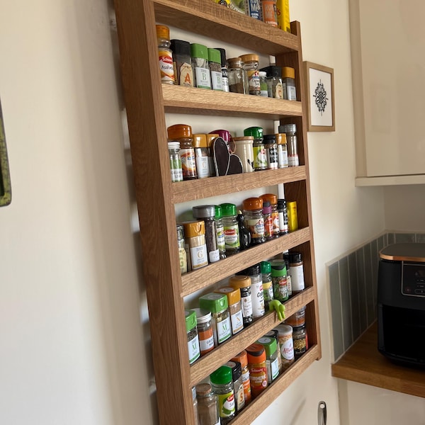 Wall Mounted Solid Oak Spice Shelf - Etsy