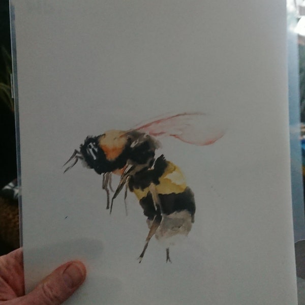 Watercolor Painting of a Bumblebee. Hand Painted Wall Art. Realistic ...