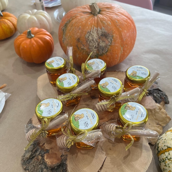 Classic Winnie the Pooh Baby Shower Favors Stickers, A Little Hunny is ...