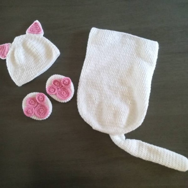 Baby Cat Cocoon Hat & Booties Crochet Pattern - Etsy