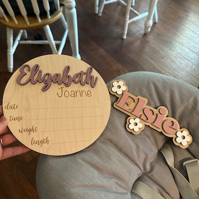 Birth Announcement Sign Wooden Baby Announcement Sign Hospital Baby ...