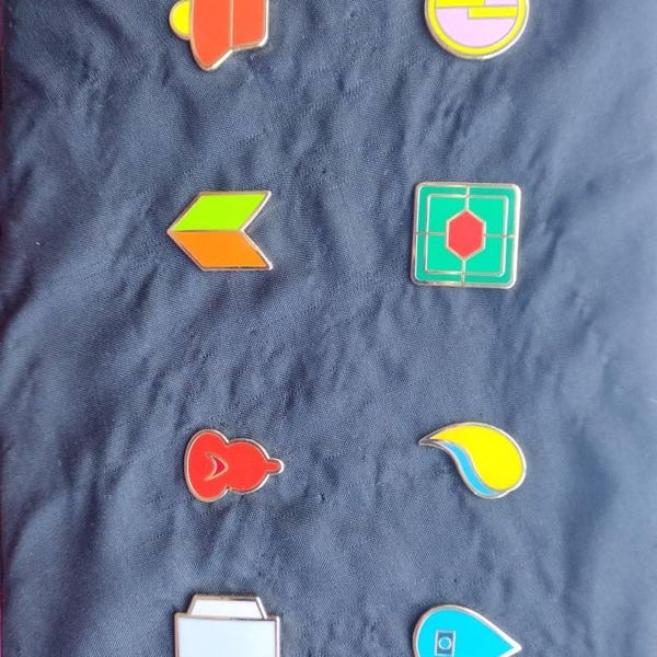 Complete Gary Oak Kanto Rival Pokemon Gym Badge Set of 10 Anime ...