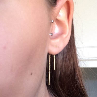 Ear Thread Threader Earrings Ear Thread Dangle Chain Pull-through ...