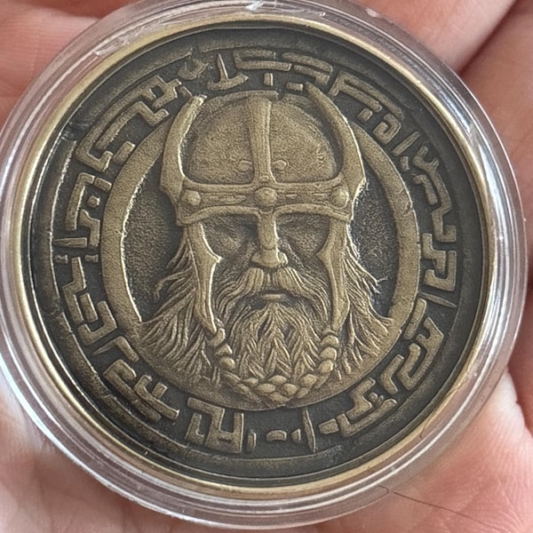 Unique Engraved Viking Warrior Coin | Solid Brass Nordic Themed ...