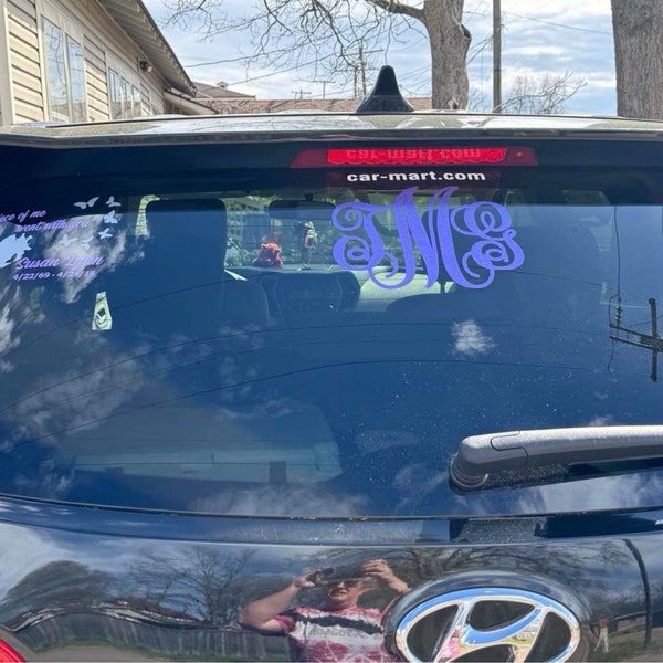 Glittery Custom Monogram Car Window Decal Vine Personalized Initials ...