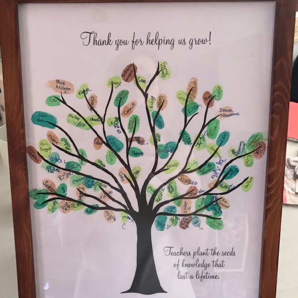 Personalized Teacher Gift, Takes a Hand Quote, Class Thumbprints Art ...