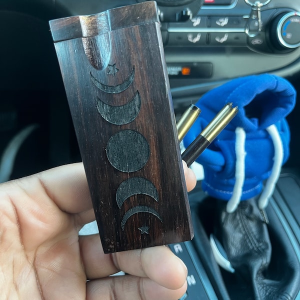 Moon & Star Rosewood Dugout Stash Box, Brass One Hitter Grinder Bat W ...