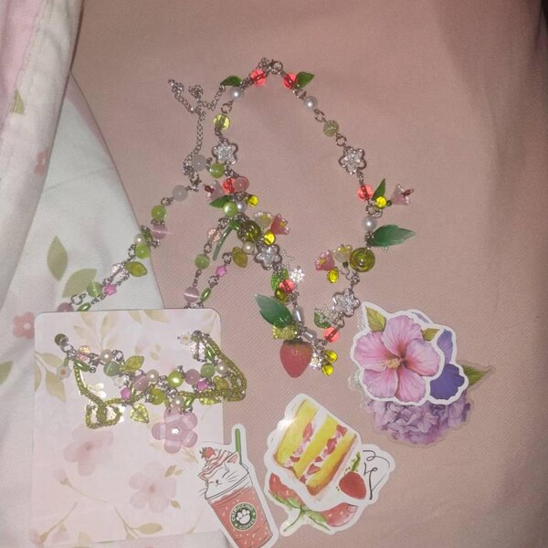 Spring Flower Beaded Bralette, Flower Bouquet Themed, Body Jewelry Set ...