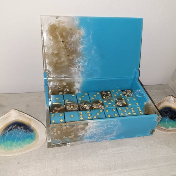 Handcrafted Resin Double 12 Domino Set With Storage Box - Etsy