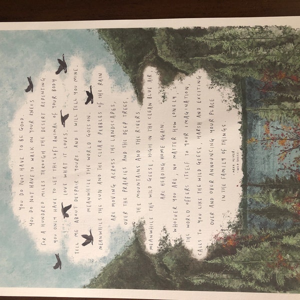 Praying by Mary Oliver / Art Print Drawing Painting Poster Poem ...