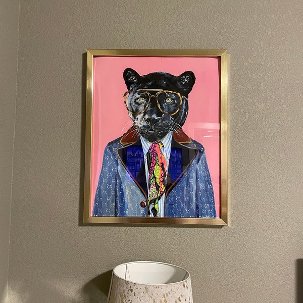 Sophisticated Panther Acrylic Painting: Fashion Animal Art Print - Etsy