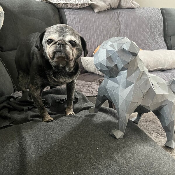 Pug Dog Papercraft, Paper Pug, Dog Statue, Puppy Pug, Paper Animals ...