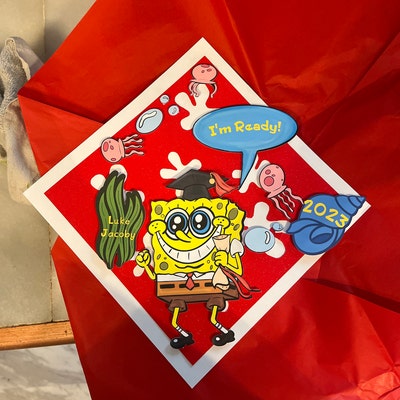 Graduation Cap Topper Spongebob Grad College University - Etsy