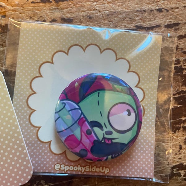 Invader Zim Pins Glossy or Holographic Buttons | Zim Dib Gaz GIR ...