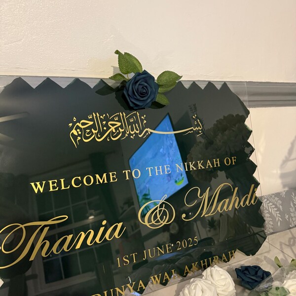 Personalised Islamic Nikah Ceremony Wedding Mirror Stickers and We ...