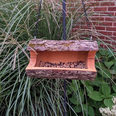 Birdfeeder, Largest Sized Rustic Log Hanging Bird Feeder, the Original ...